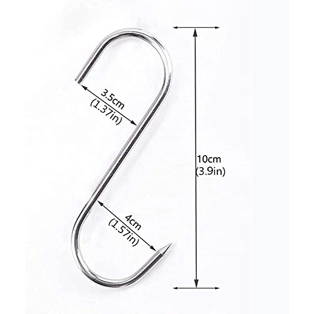 jeoyswe Meat Hook (4inch 4mm) Smoker Hooks Stainless Steel 304, Meat Hooks Processing for Sausage, Beef ,Bacon, Poultry, Deer, Moose
