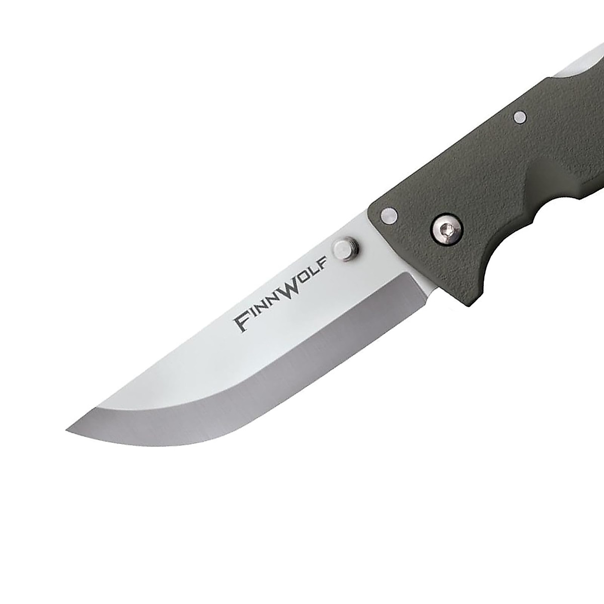 COLD STEEL Finn Wolf 3.5in AUS8A Razor-Sharp Straight Back Blade 4.375in Griv-Ex OD Green Handle Hunting Folding Knife, Boxed