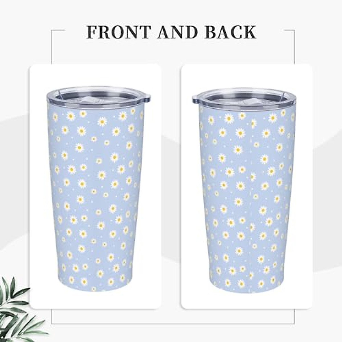Yaxongx 20oz Tumbler Cartoon Little Daisy Double Wall Vacuum Insulated Coffee Mug with Lid and Metal Straw Brush Reusable Stainless Steel Water Bottle Travel Cup Gifts for Car Ice Drinks Hot Beverage