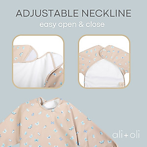 Ali+Oli Smock Bib for Baby (1-pc) Short Sleeve Set (Farm) BPA-Free Oeko-Tex Certified, Toddler Bib Ages 6m+