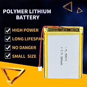 AKZYTUE 3.7V 3800mAh 955070 Lipo battery Rechargeable Lithium Polymer ion Battery Pack with PH2.0mm JST Connector