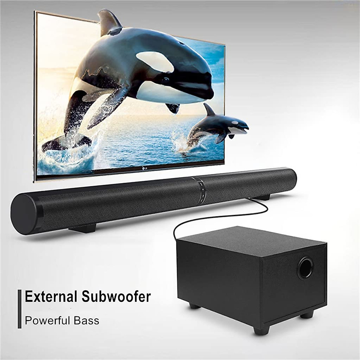 IRDFWH Speaker Sound Bar with 4 Inches Subwoofer Music Box for Home Theater Support AUX Optical RCA Soundbar TV