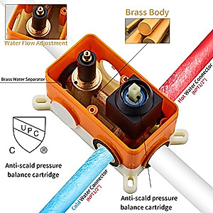 Arsuonta 8 Inch Square Black Shower Faucet Set with Tub Spout, Shower Combo System with 3-settings Touch Adjustment Handheld Showerhead High Pressure Balance Shower Valve Kit for Bathroom