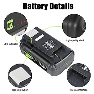 REACELL OP4060A 40V Battery Replacement for Ryobi 40V Battery 6Ah OP4040A OP4026 OP4030A OP4050A OP4060A1, 2 Packs 40V Battery Compatible for RYOBI 40V Tools