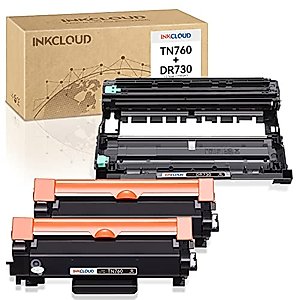 Compatible Toner Cartridge TN760 and Drum Unit DR-730 for Brother MFC-L2710DW MFC-L2730DW MFC-L2750DW DCP-L2550DW HL-L2350DW HL-L2370DW HL-L2390DW Printer, 2 Toner Cartridges, 1 Drum, Black