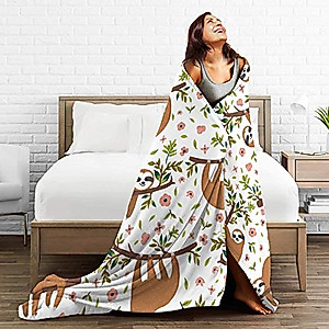 Waldeal Sloth Flannel Fleece Throw Blanket 60"x50" Lightweight Office Couch Sofa Bedroom for Kid Adults All Season