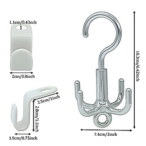 2 Pcs Silver Belt Hanger with 8 Pcs Clothes Hanger Connector Hooks for Closet Scarf Tie Rack Metal Belt Organizer Purse Hanger Belt Holder for Men Women Scarves 4 Hooks Each