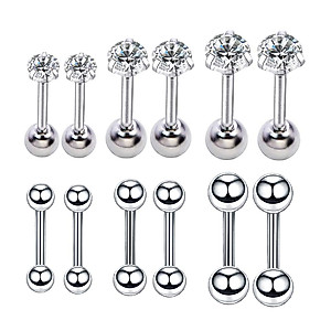 NewZenro Ball 20g Ear Cartilage Helix Surgical Stainless Steel Tiny CZ Studs Earrings Tragus Huggie Barbell Screw Backs Auricle Piercing Jewelry Set 3mm 4mm 5mm