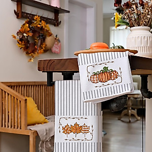 ARKENY Fall Kitchen Towels Set of 2,Orange Pumpkin Maple Autumn Dish Towels 18x26 Inch Drying Dishcloth,Farmhouse Home Decoration AD116