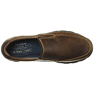 Skechers Men's Braver-Rayland Slip-On Loafer, Dark Brown Leather, 10 2E US
