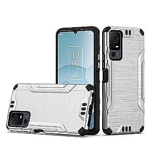 HRWireless Compatible for TCL 40 XL Case (XL Version Only) Strong Tough Brushed Metallic Design [Shockproof] Hybrid Cover for [Ultimate] Protection Against Falls