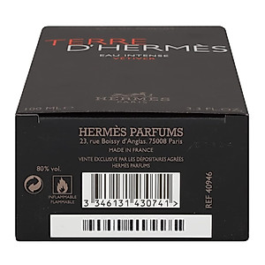 Hermes Terre D'Herm Eau Intense Vetiver Eau De Parfum for Men, 3.3 Ounce