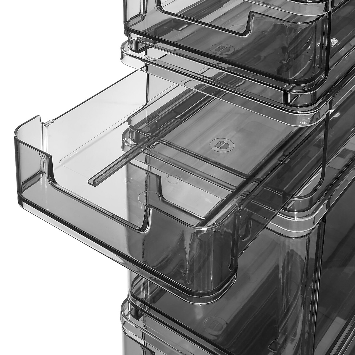 iDesign The Sarah Tanno Collection Small 5-Drawer Stacking Cosmetic Organizer Cart, Smoke/Black