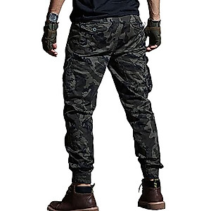 Men's Cargo Joggers Work Camo Chino Utility Combat Pants Trousers with Multi Pockets for Fall and Winter 38