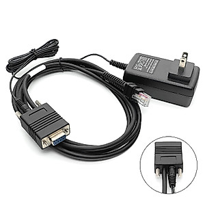 CARPSDZY DS3678 RS232 Serial Cable with 12V Power Supply for Zebra DS3608 DS3678 LI3608 LI3678 Handheld Barcode Scanner, RJ-45 Interface to DB9 Female Connector, 6.5FT(2M) Straight, 9 Pin, 12V