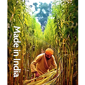 SUMGAR Neutral 100% Jute Rug 8x10 Ft Hand Woven Boho Area Rug Fiber Braided Checkered Large Carpet Home Decor for Living Room Bedroom Dining Room