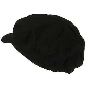 e4Hats.com Cotton Elastic Big Size Newsboy Cap - Black XL-2XL