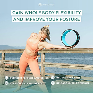 UpCircleSeven Yoga Wheel Set - Strongest & Most Comfortable Dharma Yoga Prop Wheel, 3 Pack for Back Pain Stretching & Backbends (12, 10, 6 inch) (Blue)