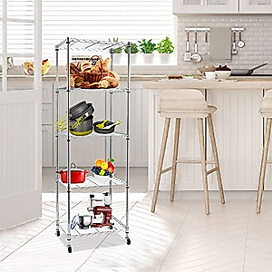 BELANITAS 5 Shelf Metal Shelves for Storage Heavy Duty Wire Shelving with Wheels Casters Steel Shelves for Storage Unit Metal Shelf Wire Rack, 24" L x 18" W x 71" H,Silver