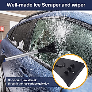 Ice Scraper and Snow Brush, 7 in 1 Detachable Snow Brush for Car Windshield, 23.5" to 40" Extendable Snow Shovel with Squeegee, gloves, 360°Pivoting Snow Scraper for Car Auto SUV Truck (Blue)