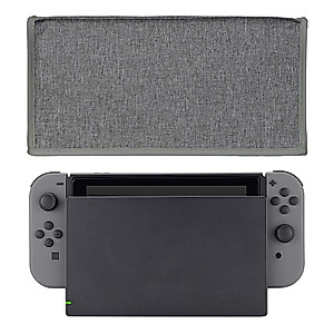 PlayVital Gray Nylon Dust Cover, Soft Neat Lining Dust Guard, Anti Scratch Waterproof Cover Sleeve for Nintendo Switch & Switch OLED Charging Dock