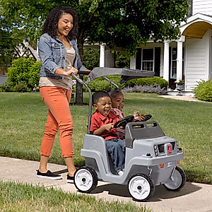 Step 2 Side-by-Side Push Around SUV Car for Kids, Easy Steer Double Rider Push Car, Toddlers Ages 1.5-5 Years Old, Ideal Stroller Substitute, Gray