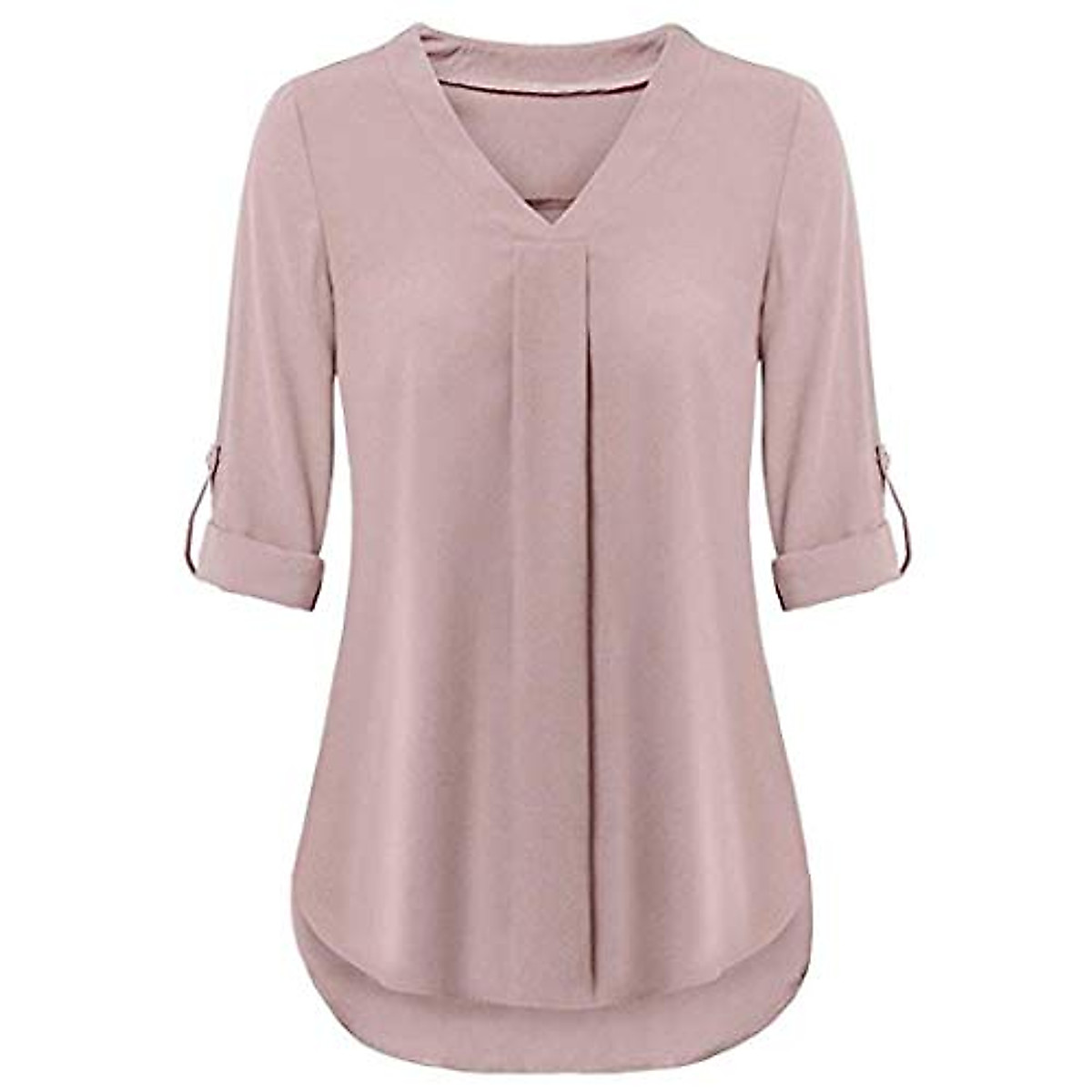 Hemlock Women V Neck Blouse T Shirt Long Sleeve Office Work Shirts Tees Plus Tops Tanks Pullovers Coats XL Pink