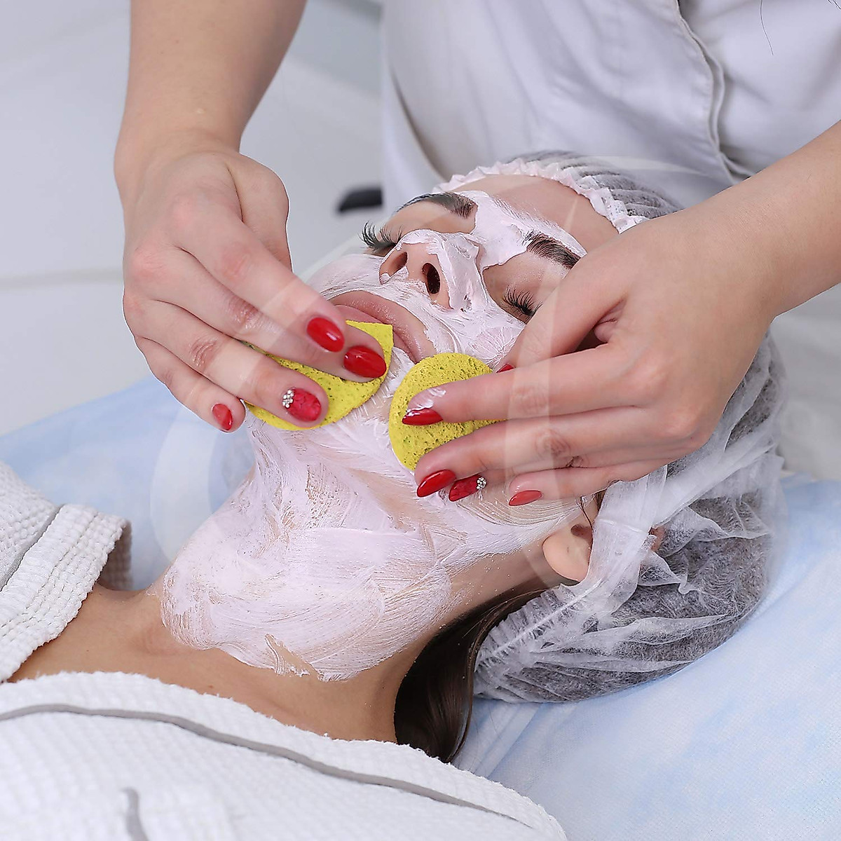 Facial Sponges - APPEARUS Compressed Natural Cellulose Face Sponge - Made in USA - Spa Sponges for Face Cleansing, Massage, Pore Exfoliating, Mask, Makeup Removal (50 Count) (Yellow)