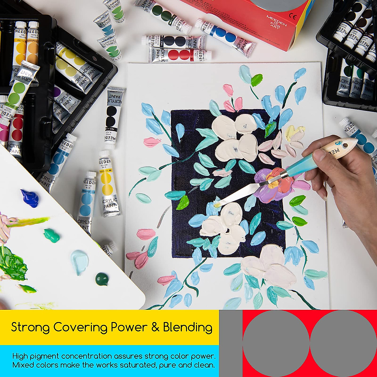 MEEDEN Heavy Body Acrylic Paint Sets, 100 Colors Acrylic Paint Tubes, Non-toxic 0.41 fl Oz /12ml Acrylic Paints for Adults, Beginners