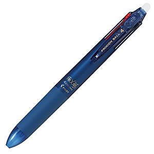 Pilot Ballpoint Pen, Frixion Ball 4, 0.38mm Ultra Fine, 4 Colors (Black, Red, Blue and Green), Blue Black Body (PLKFB80UF-BB)