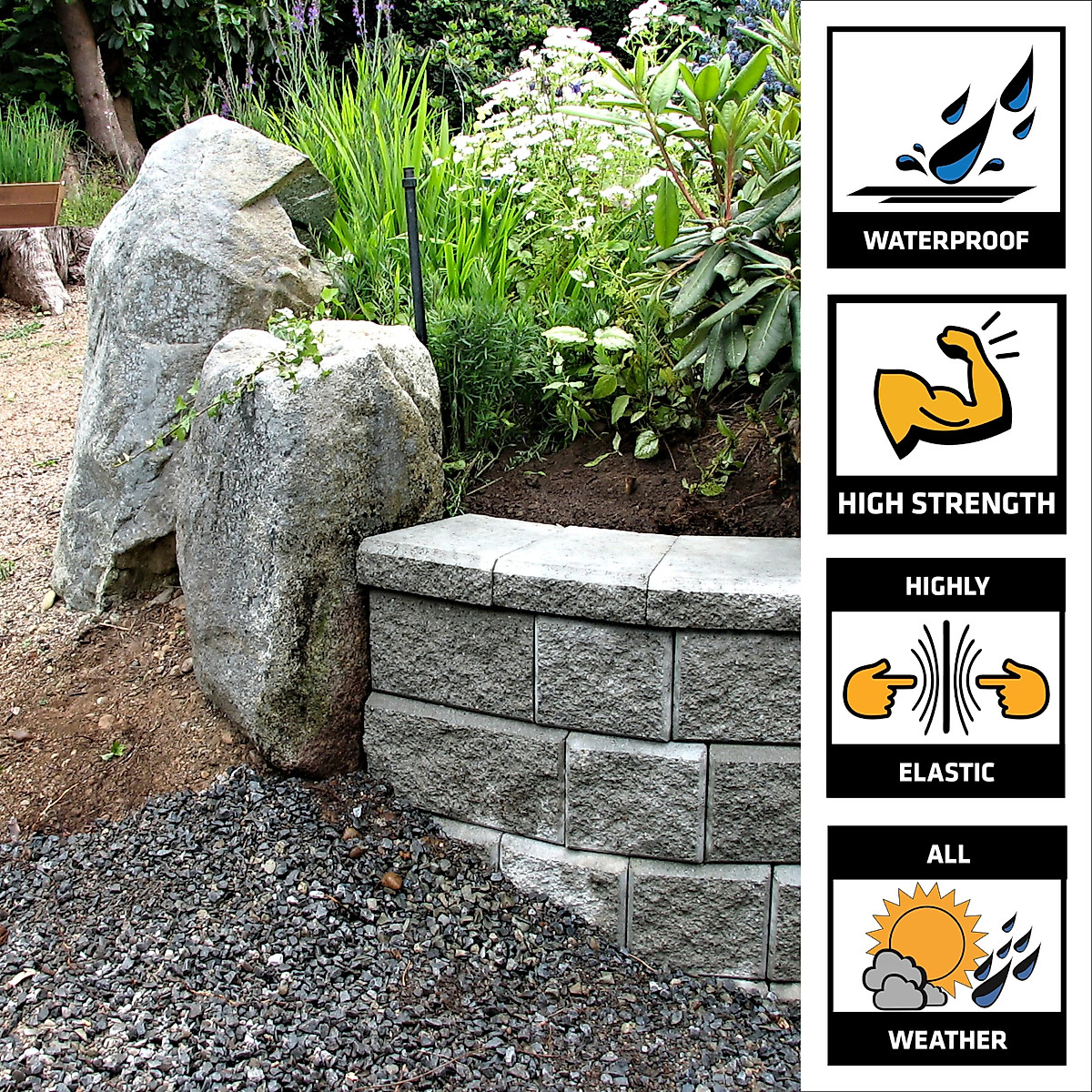 Sika Sikabond - Hardscape Adhesive - Gray - Durable and Flexible Outdoor Adhesive - for Landscape Projects - Exterior use - 10.1 fl oz