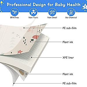 LAITIMIA Baby Play Mat Non Toxic Extra Large Crawling Mat Thick Foam Activity Mat for Babies Anti-Slip Skip Hop Mat for Kids Toddlers Waterproof Tummy Time Mat Portable Playmat for Outdoor Travel Fox