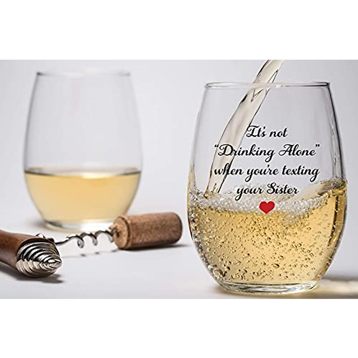 Drinking Alone Sister - 15oz Wine Glass, Funny Sister Birthday Gifts from Sister, Unique Gifts For Sisters, Gift Ideas For Sister, Sister In Law Birthday Gifts, Sister Gifts For Women, Sorority Sister