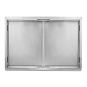 AdirHome Stainless Steel Grill Double Access Single-Face Door - Easy Install Heavy Duty Stainless Steel Rust Resistant Access Door with Chromium Plated Handle (30 Inch)