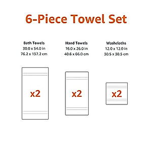 Amazon Basics 6-Piece Fade Resistant Bath, Hand and Washcloth Towel Set - Black