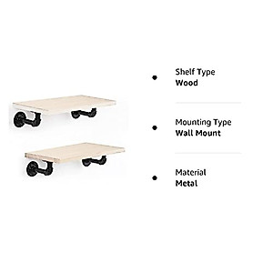 Jeteveven Floating Shelves Wall Mounted Set of 2, Wooden Storage Shelves for Kitchen, Living Room, Bathroom, Bedroom, Office