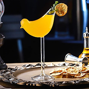 Angoily 4pcs Cocktail Glass Bird Glasses Drinking Bird Shaped Cocktail Wine Glass Champagne Coupe Glass Martini Goblet Cups Glassware for Home Bar Club Party