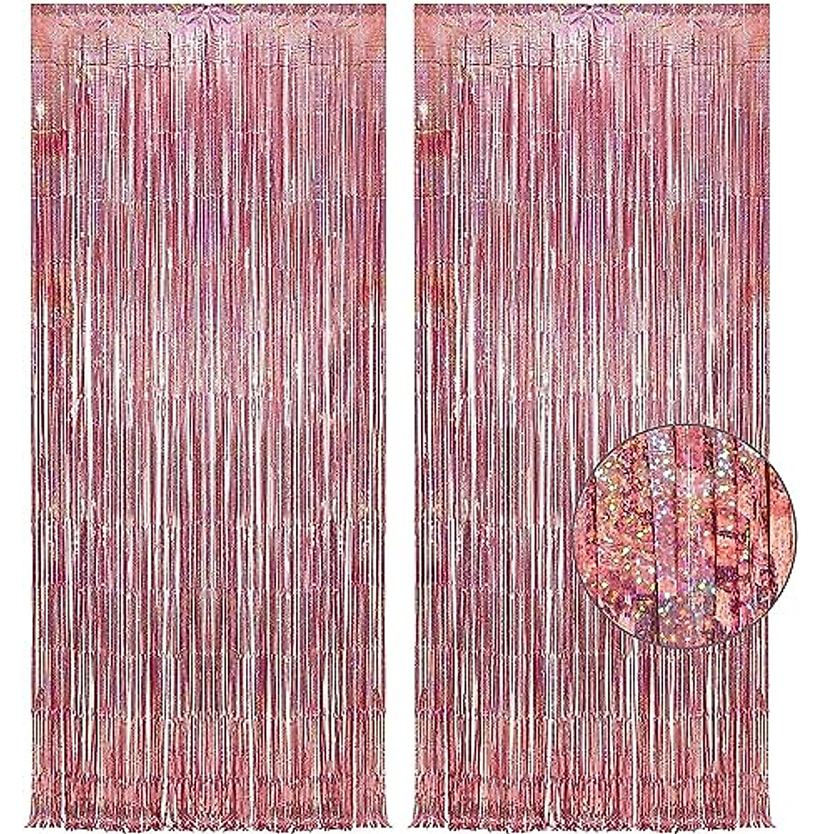 Rose Gold Tinsel Curtain Party Backdrop- Foil Fringe Curtain Streamers for Bachelorette Party Decorations Bride to Be Birthday Girls Streamers Party Decor 4 Packs(2M-78IN) (Rose Gold)