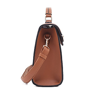 EVVE Women's Top Handle Satchel with Detachable Strap Small Pebbled Leather Crossbody Bag_TAN