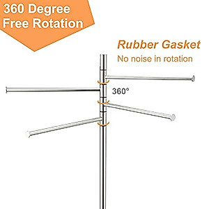 Towel Racks for Bathroom, Modern 4 Swivel Arm Standing Bathroom Towel Rack Stand with Heavy Base, Freestanding Bath Towel Bar Holder, Rustproof Stainless Steel, DECLUTTR