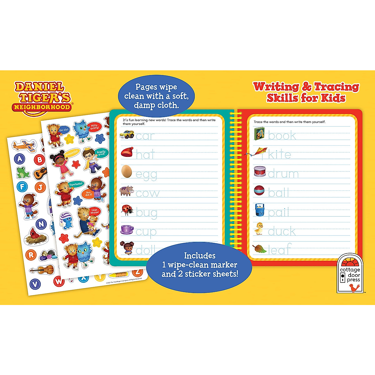 ​Daniel Tiger's Neighborhood Wipe Clean Writing & Tracing Workbook Skills for Preschool Kids Ages 3 - 5: Practice Pen Control, ABC's, Numbers, Handwriting, Wipe Off Pen Included