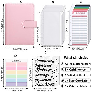 SKYDUE Budget Binder with Zipper Envelopes & Expense Budget Sheets,Money Binder with Cash Envelopes for Budgeting and Saving Money