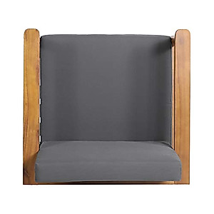 Eudora Outdoor Acacia Wood 2 Seater Chat Set, Teak and Dark Gray