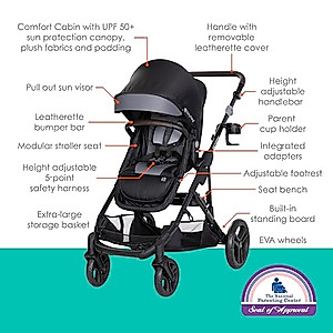 Baby Trend Morph Single to Double Modular Stroller Travel System with EZ-Lift™ PLUS Infant Car Seat, Dash Black