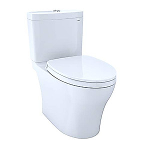 Aquia IV 2-Piece 0.9/1.28 GPF Dual Flush Elongated Standard Height Toilet with in Cotton White, SoftClose Seat Included