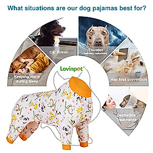 LovinPet Boxer/Pitbull Mix Pajamas - Pet Anxiety Relief Shirt, Dog Pajamas, UV Protection Comfy Stretchy Fabric, White Animal Print, Large Dog Pjs, Pitbull Clothes, Surgical Recovery Shirt,Orange 3XL