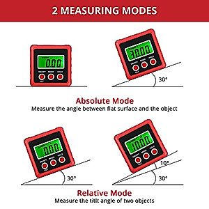 JUSTOOL Digital Angle Gauge Digital Inclinometer Level Box LCD Backlight Angle Finder Tool with Data Hold and Magnet Base Backlight for Carpentry, Building, Masonry, and Automobile