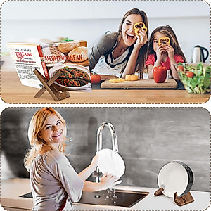 Solid Wood Cookbook Stand - Farmhouse Kitchen Decor Cookbook Holder, Book Holders for Reading Hands Free Recipe Display Stand, for Recipe Book Tablet Fancy Plate Kitchen Counter