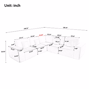 BAMOOLI 108 × 108'' Modular Sectional Couch, Modern L-Shape Floor Sofa, Comfy Lambswool Fabric L-Shape Sectional Sofa, Free Combination Foam-Filled Sleeper Sofa Bed for Living Room, Apartment, Grey