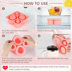 Ice Cube Tray for Stanley Cup, Silicone Ice Cube Molds for Stanley 20oz 30oz 40oz Tumbler Cup, Ice Cube Trays with Lids for Chilling Cocktails,Whiskey,Drinks,Coffee (C-Pink)